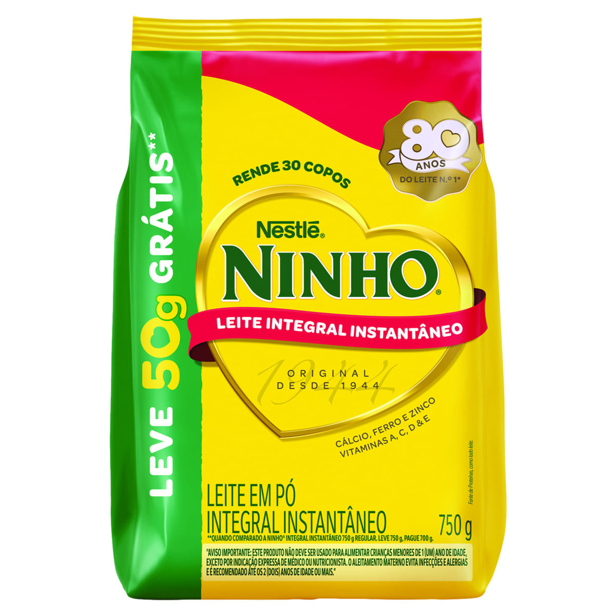 Leite em Pó Ninho Integral Instantâneo 750g Grátis 50g | Integral ...